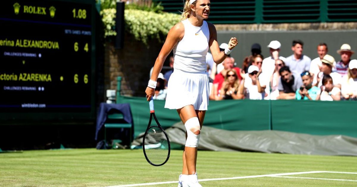 Azarenka picks herself up for Alexandrova win at Wimbledon