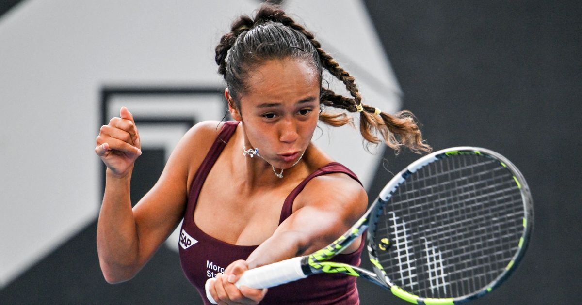 Hot shot: Leylah Fernandez shows off her net reflexes