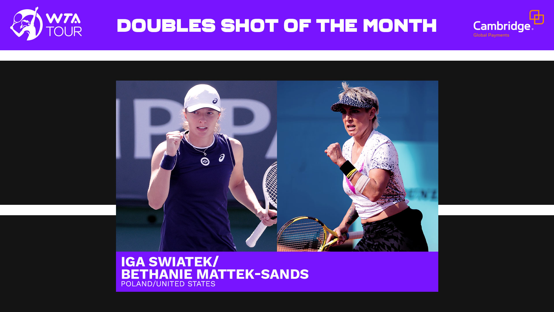 October shot of the month in doubles: Swiatek/Mattek-Sands take top prize