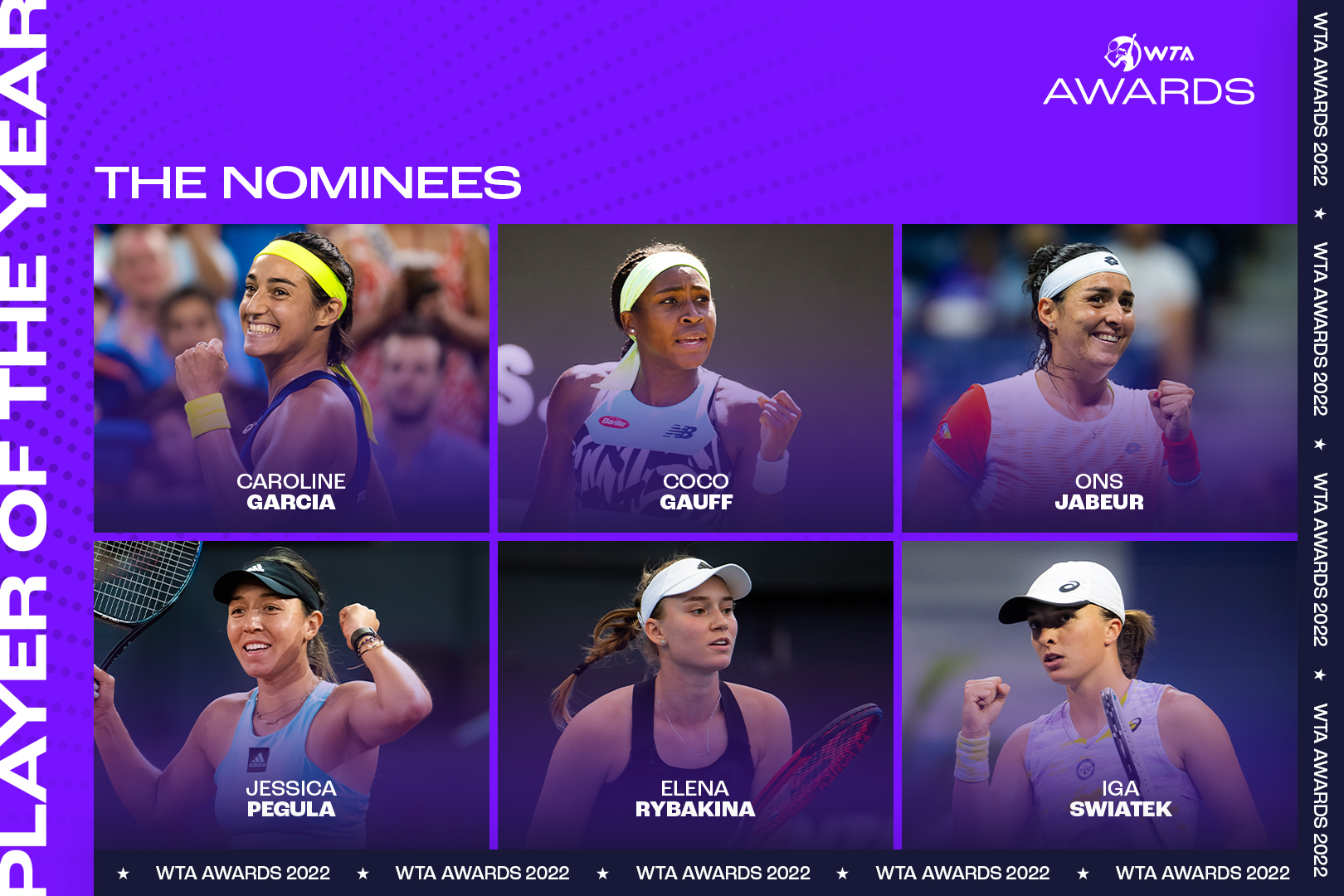 Our nominees for 2022 WTA Player Awards