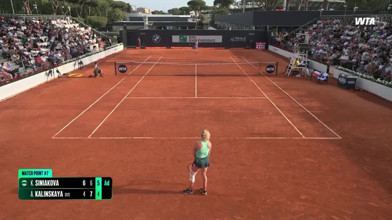 Watch Kalinskaya save nine match points against Siniakova in Rome